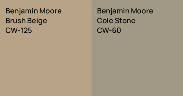 Benjamin Moore Brush Beige vs. Benjamin Moore Cole Stone comparison