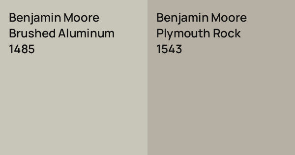 Benjamin Moore Brushed Aluminum vs. Benjamin Moore Plymouth Rock comparison