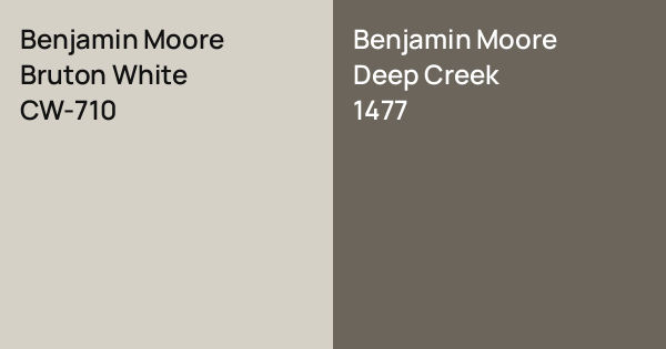 Benjamin Moore Bruton White vs. Benjamin Moore Deep Creek comparison