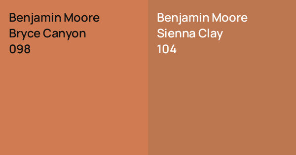 Benjamin Moore Bryce Canyon vs. Benjamin Moore Sienna Clay comparison