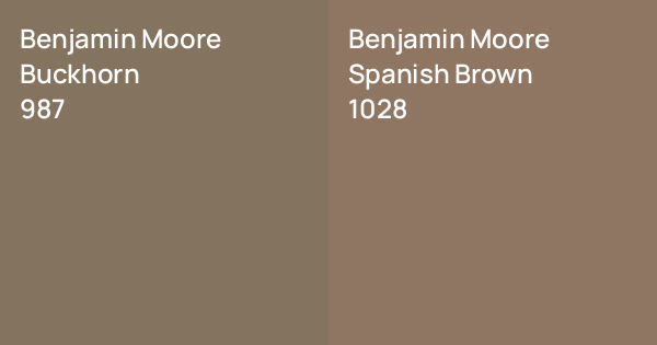 Benjamin Moore Buckhorn vs. Benjamin Moore Spanish Brown comparison