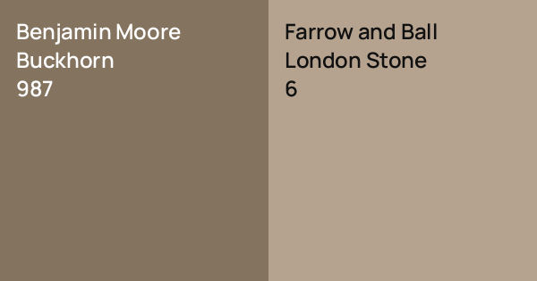 Benjamin Moore Buckhorn vs. Farrow and Ball London Stone comparison