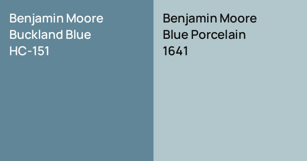 Benjamin Moore Buckland Blue vs. Benjamin Moore Blue Porcelain comparison