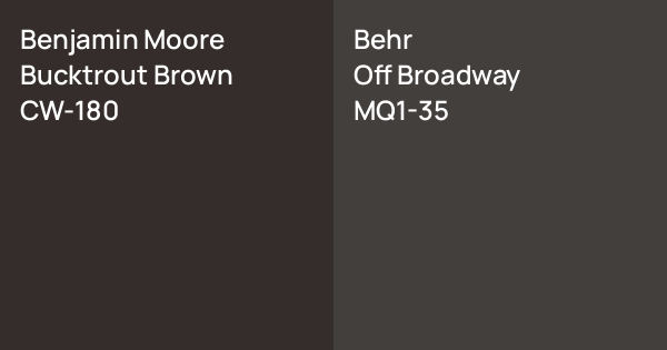 Benjamin Moore Bucktrout Brown vs. Behr Off Broadway comparison