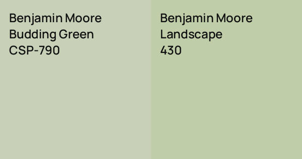 Benjamin Moore Budding Green vs. Benjamin Moore Landscape comparison