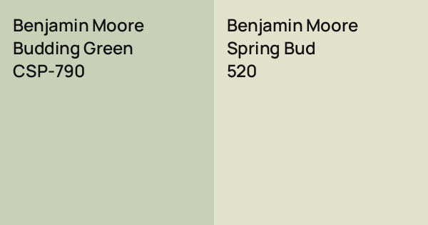 Benjamin Moore Budding Green vs. Benjamin Moore Spring Bud comparison