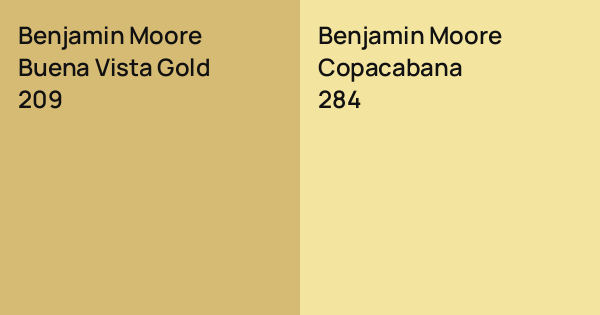 Benjamin Moore Buena Vista Gold vs. Benjamin Moore Copacabana comparison