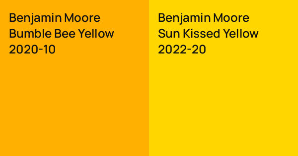 Benjamin Moore Bumble Bee Yellow vs. Benjamin Moore Sun Kissed Yellow ...