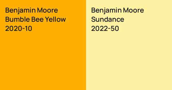Benjamin Moore Bumble Bee Yellow vs. Benjamin Moore Sundance comparison