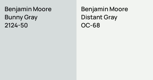 Benjamin Moore Bunny Gray vs. Benjamin Moore Distant Gray comparison