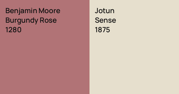 Benjamin Moore Burgundy Rose vs. Jotun Sense comparison