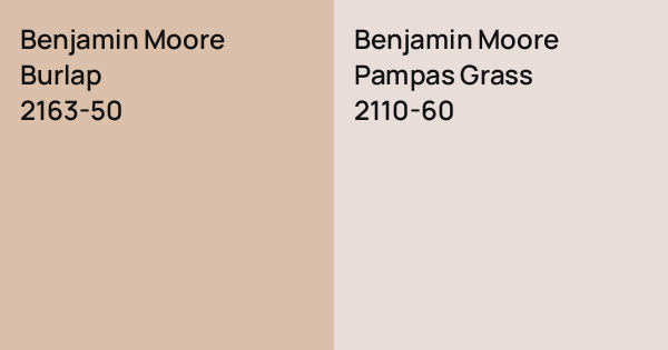 Benjamin Moore Burlap vs. Benjamin Moore Pampas Grass comparison