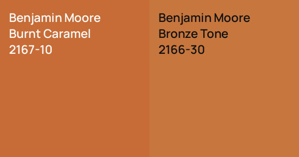 Benjamin Moore Burnt Caramel vs. Benjamin Moore Bronze Tone comparison