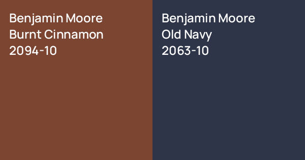 Benjamin Moore Burnt Cinnamon vs. Benjamin Moore Old Navy comparison