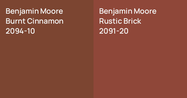 Benjamin Moore Burnt Cinnamon vs. Benjamin Moore Rustic Brick comparison