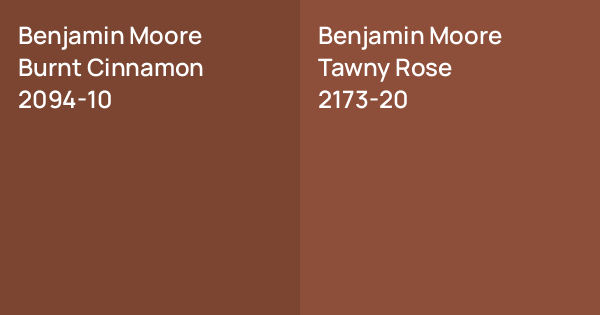 Benjamin Moore Burnt Cinnamon vs. Benjamin Moore Tawny Rose comparison