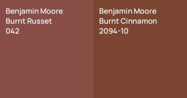 Benjamin Moore Burnt Russet vs. Benjamin Moore Burnt Cinnamon comparison