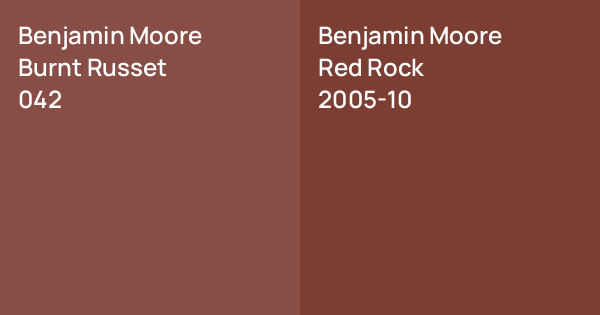 Benjamin Moore Burnt Russet vs. Benjamin Moore Red Rock comparison