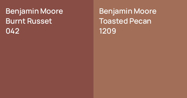 Benjamin Moore Burnt Russet vs. Benjamin Moore Toasted Pecan comparison