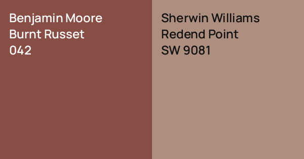 Benjamin Moore Burnt Russet vs. Sherwin Williams Redend Point comparison