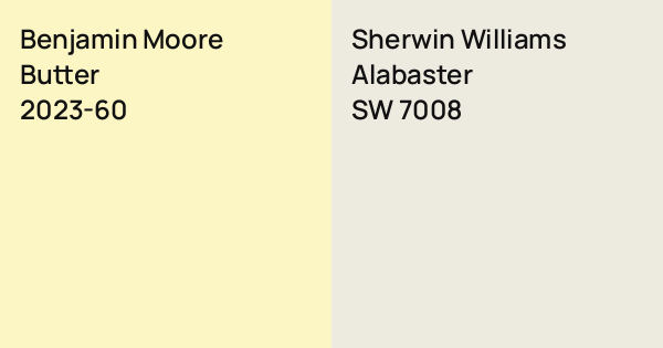 Benjamin Moore Butter vs. Sherwin Williams Alabaster comparison
