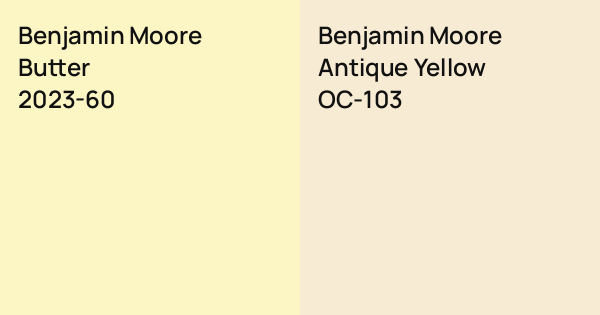 Benjamin Moore Butter vs. Benjamin Moore Antique Yellow comparison