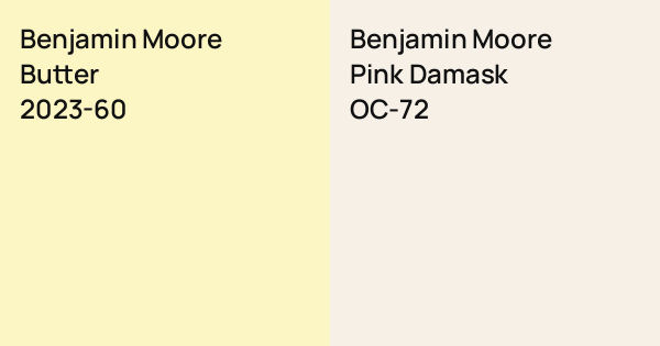 Benjamin Moore Butter vs. Benjamin Moore Pink Damask comparison