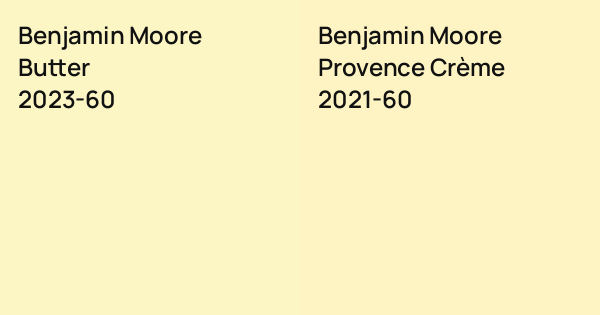 Benjamin Moore Butter vs. Benjamin Moore Provence Crème comparison