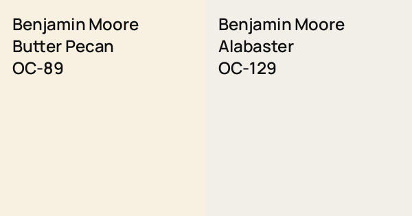 Benjamin Moore Butter Pecan vs. Benjamin Moore Alabaster comparison
