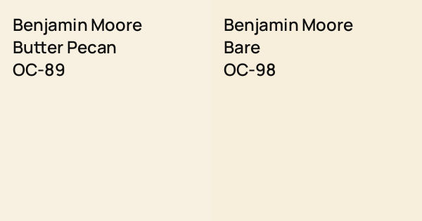 Benjamin Moore Butter Pecan vs. Benjamin Moore Bare comparison