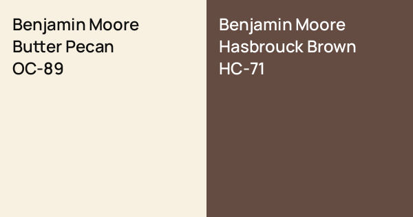 Benjamin Moore Butter Pecan vs. Benjamin Moore Hasbrouck Brown comparison