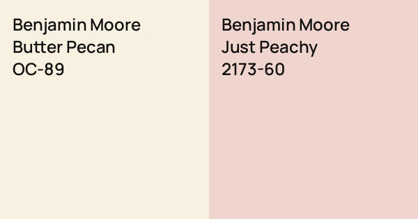 Benjamin Moore Butter Pecan vs. Benjamin Moore Just Peachy comparison