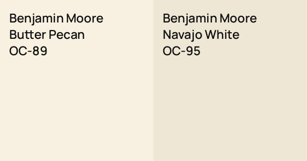 Benjamin Moore Butter Pecan vs. Benjamin Moore Navajo White comparison