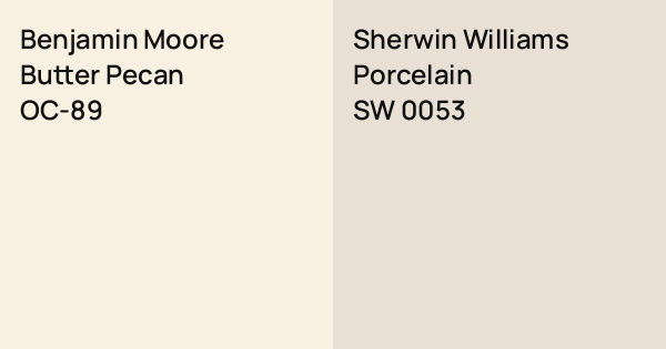 Benjamin Moore Butter Pecan vs. Sherwin Williams Porcelain comparison