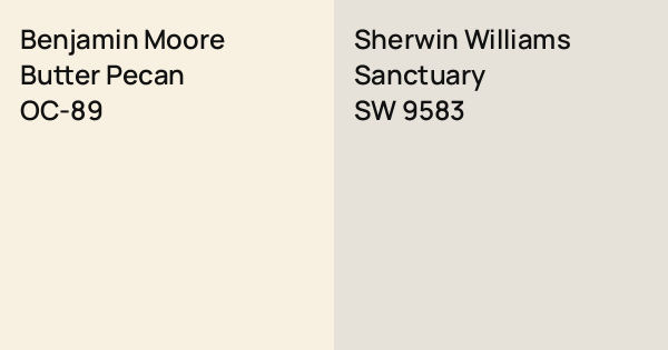 Benjamin Moore Butter Pecan vs. Sherwin Williams Sanctuary comparison