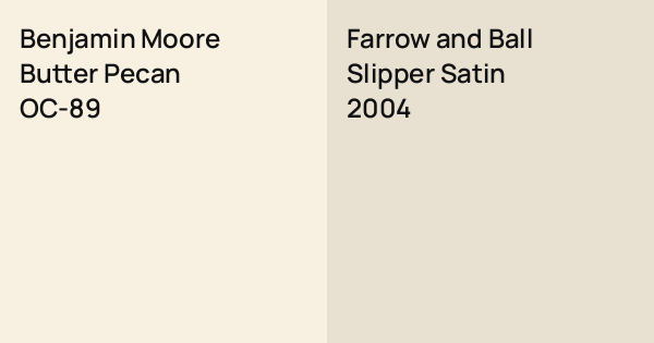 Benjamin Moore Butter Pecan vs. Farrow and Ball Slipper Satin comparison