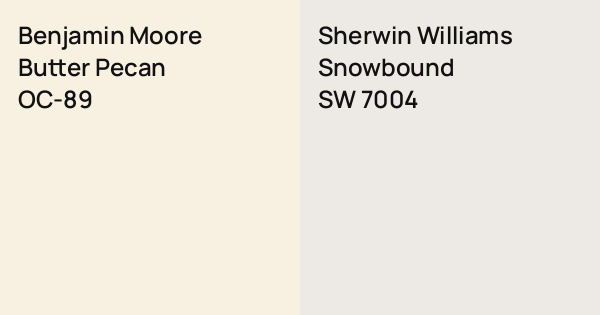 Benjamin Moore Butter Pecan vs. Sherwin Williams Snowbound comparison