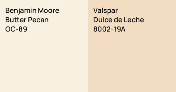 Benjamin Moore Butter Pecan vs. Valspar Dulce de Leche comparison