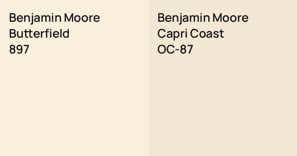 Benjamin Moore Butterfield vs. Benjamin Moore Capri Coast comparison