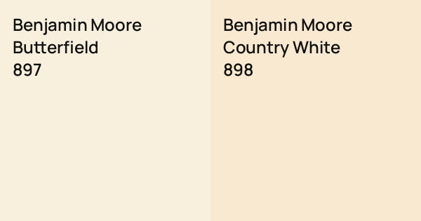 Benjamin Moore Butterfield vs. Benjamin Moore Country White comparison