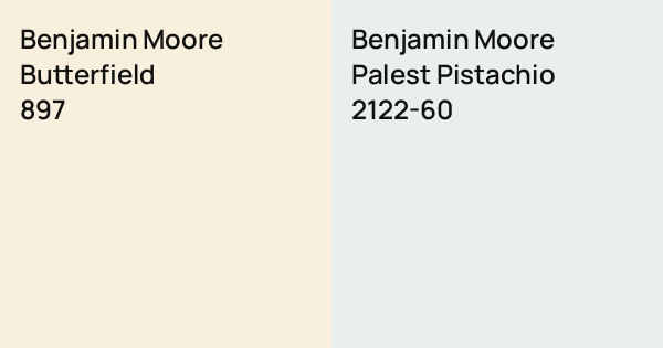 Benjamin Moore Butterfield vs. Benjamin Moore Palest Pistachio comparison