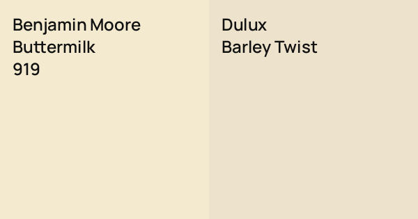 Benjamin Moore Buttermilk vs. Dulux Barley Twist comparison