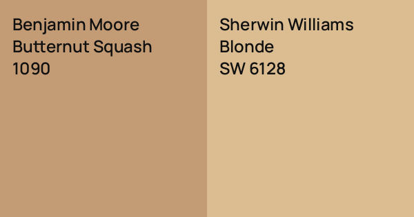 Benjamin Moore Butternut Squash vs. Sherwin Williams Blonde comparison