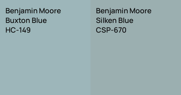 Benjamin Moore Buxton Blue vs. Benjamin Moore Silken Blue comparison