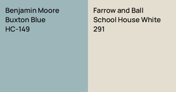Benjamin Moore Buxton Blue vs. Farrow and Ball School House White ...