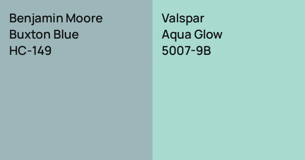 Benjamin Moore Buxton Blue vs. Valspar Aqua Glow comparison