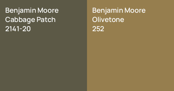 Benjamin Moore Cabbage Patch vs. Benjamin Moore Olivetone comparison