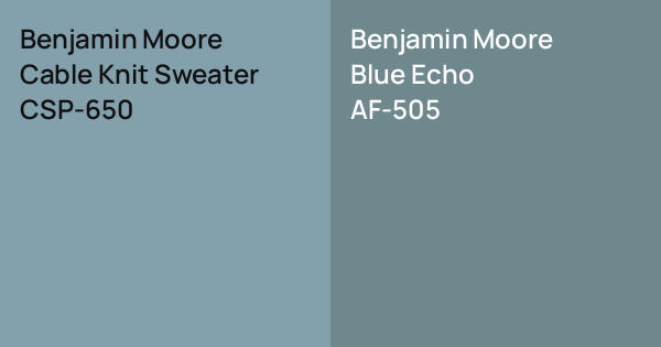 Benjamin Moore Cable Knit Sweater vs. Benjamin Moore Blue Echo comparison