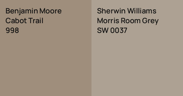 Benjamin Moore Cabot Trail vs. Sherwin Williams Morris Room Grey comparison