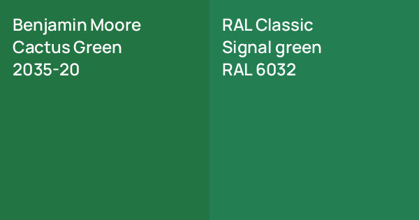 Benjamin Moore Cactus Green vs. RAL Classic Signal green comparison